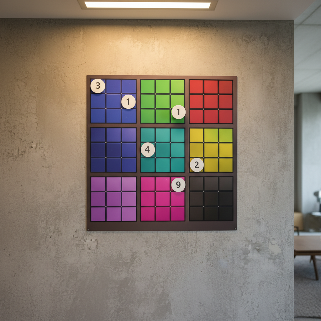 Wall Sudoku Game – Colorful Metal Puzzle Art - KAFWGA015 – Enova Art