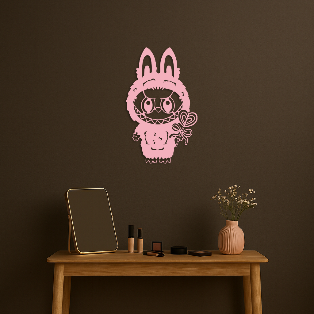 Pink Labubu Metal Wall Art – Playful Character Silhouette Decor - KAFG ...